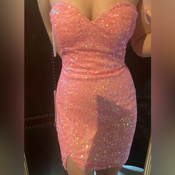 Primavera Couture | Dresses | Primavera Couture Pink Sequin Short ...